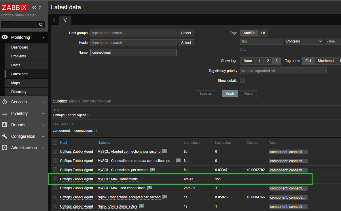 Como monitorar variáveis do MySQL com Zabbix - Coffops